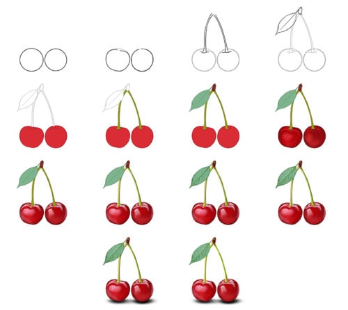 Kirsche zeichnen - Lerne eine realistische Kirsche zu malen